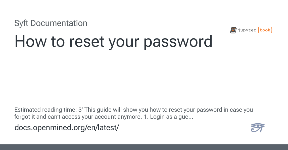 How to reset your password — Syft Documentation Release 2024.10 documentation